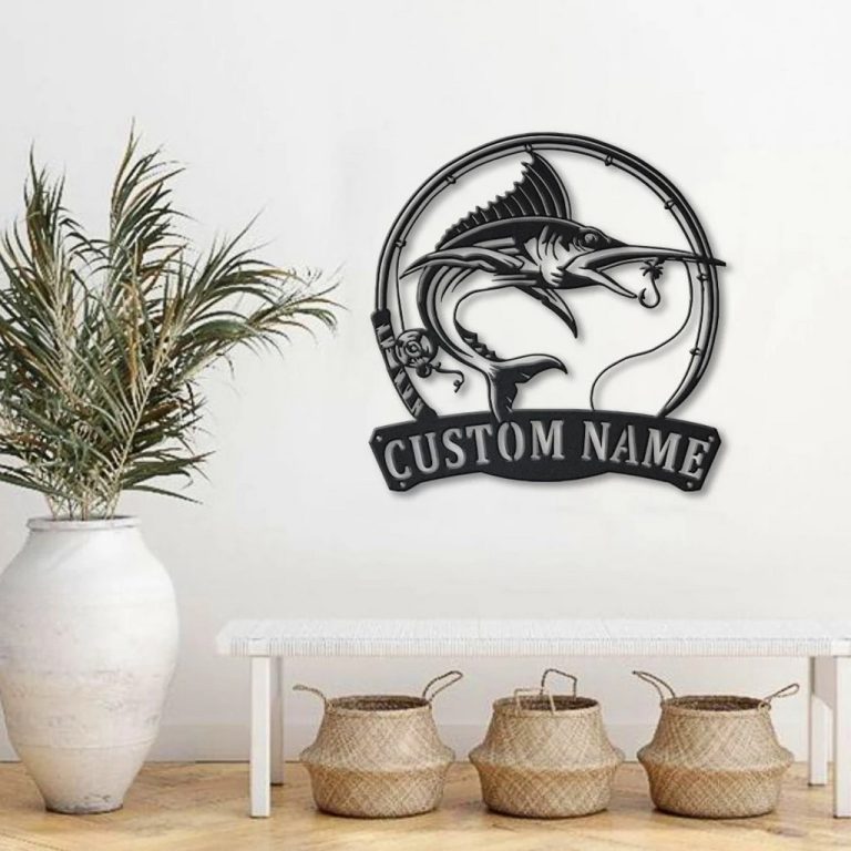 Marlin Fish Metal Art Personalized Metal Name Sign Decor Home Fishing ...