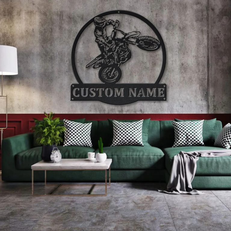 Motocross Dirt Bike Metal Sign Personalized Metal Name Signs Home Decor ...