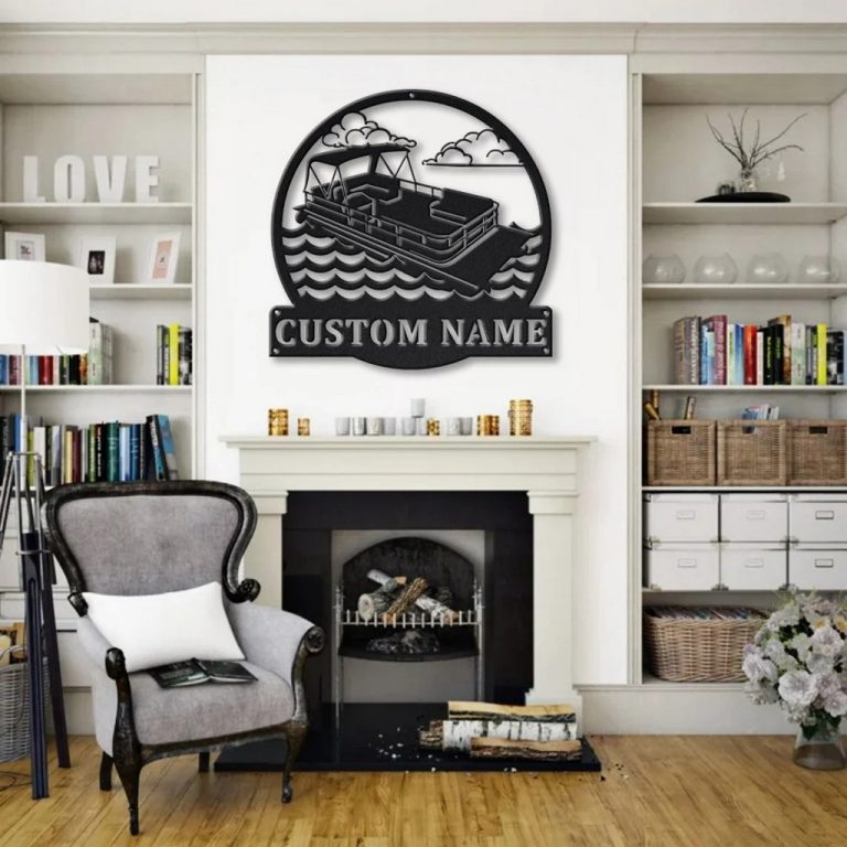 Pontoon Boat Metal Art Personalized Metal Name Sign Lake House Decor Housewarming Gift - Custom ...