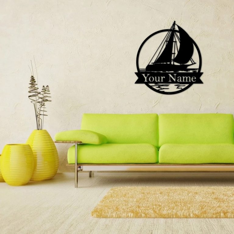 Sailboat Metal Art Personalized Metal Name Sign Home Decor Housewarming ...
