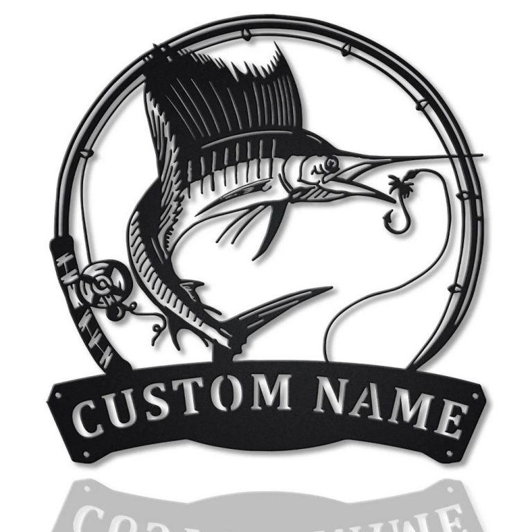 Sailfish Metal Art Personalized Metal Name Sign Decor Home Fishing Gift ...