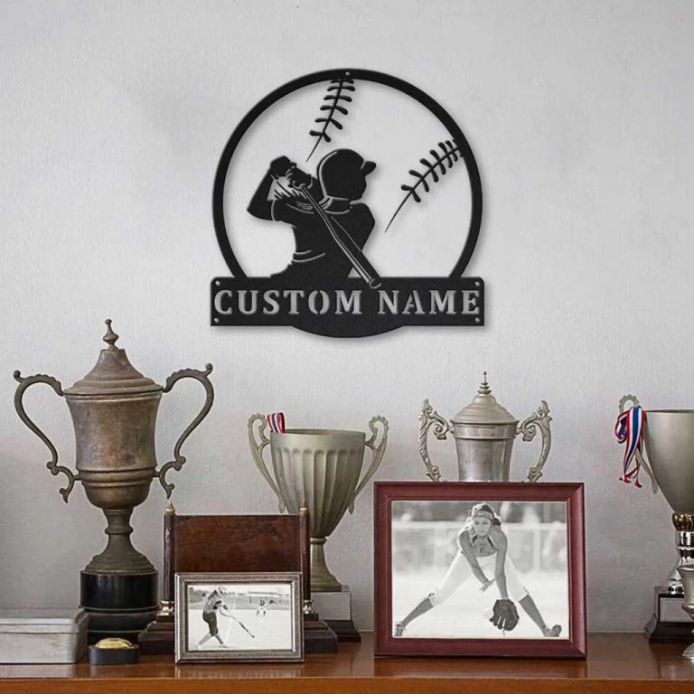 Softball Metal Sign Personalized Metal Name Signs Home Decor Sport ...