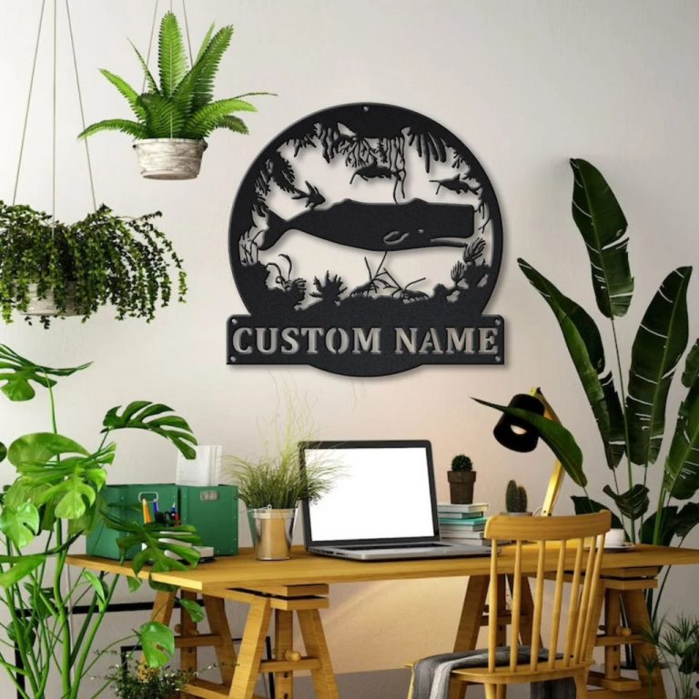 Sperm Whale Metal Art Personalized Metal Name Sign Decor Home Gift for ...