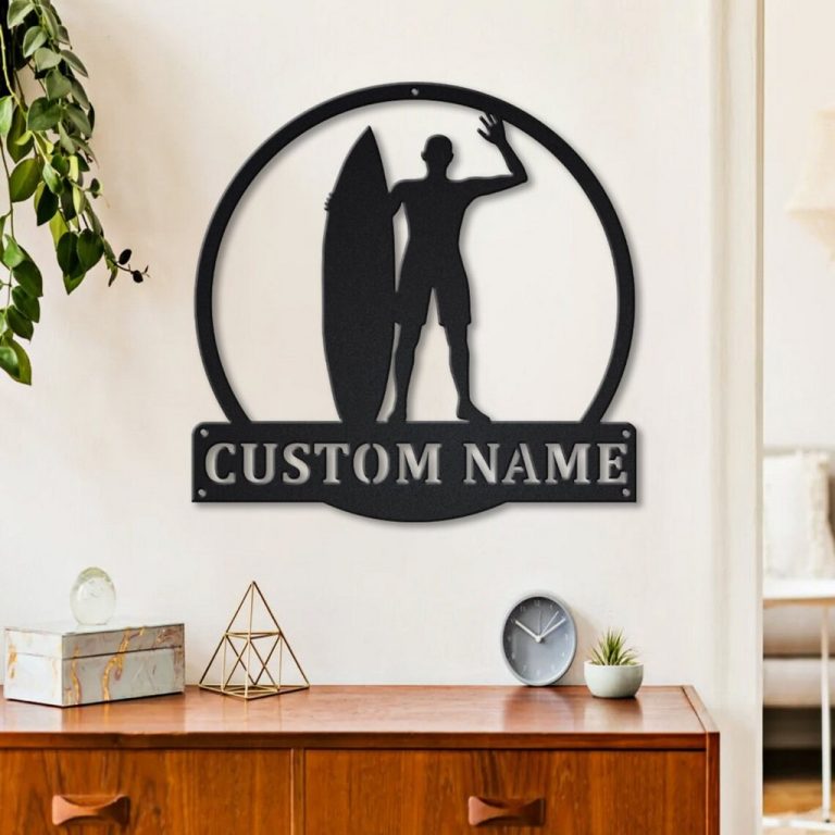 Surfing Metal Sign Personalized Metal Name Signs Home Decor Sport ...