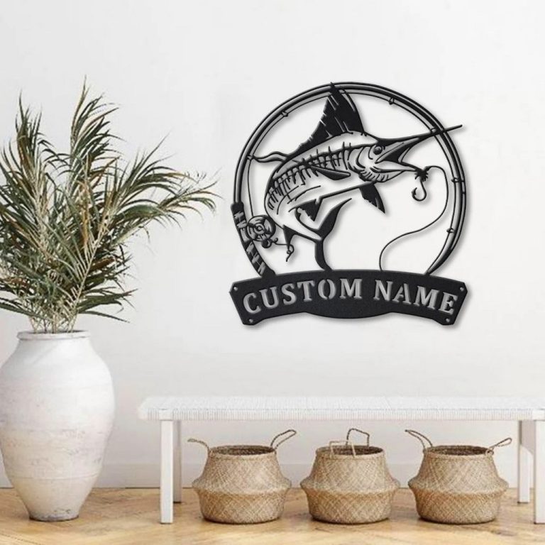 Swordfish Metal Art Personalized Metal Name Sign Decor Home Fishing ...