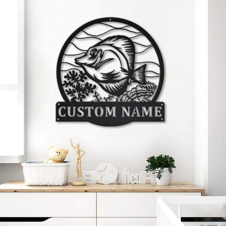 Tang Fish Metal Art Personalized Metal Name Sign Decor Home Gift for ...