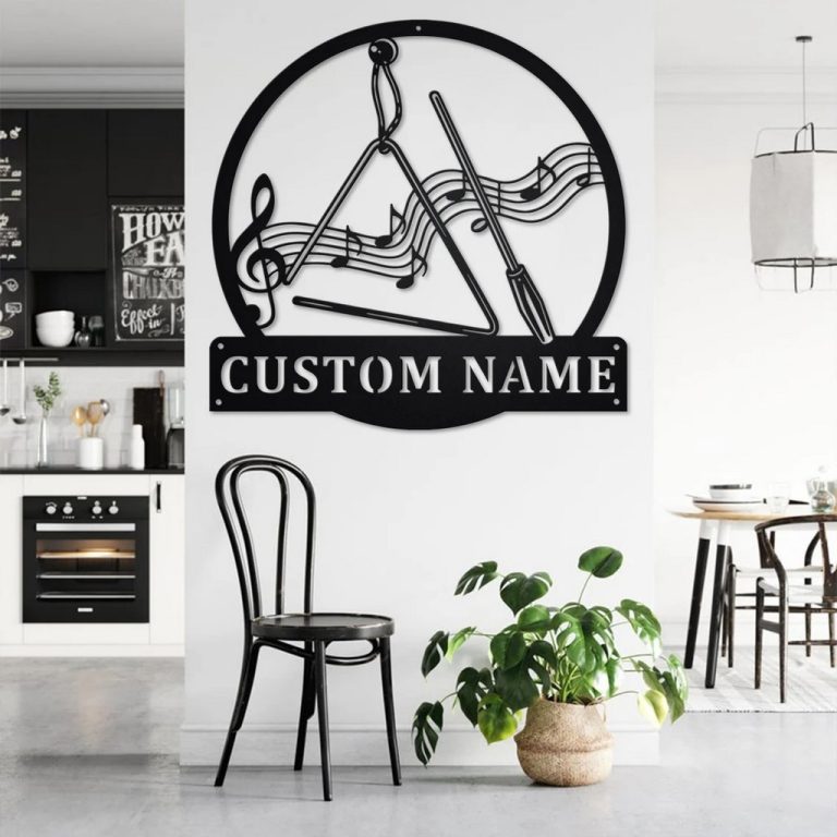 Triangle Musical Instrument Metal Art Personalized Metal Name Sign ...
