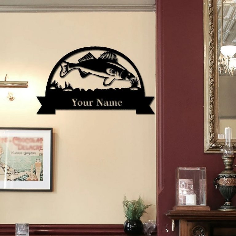 Trout Bass Metal Art Personalized Metal Name Sign Fishing Signs Decor ...