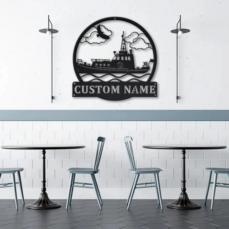 Tugboat Ship Metal Art Personalized Metal Name Sign Home Decor ...