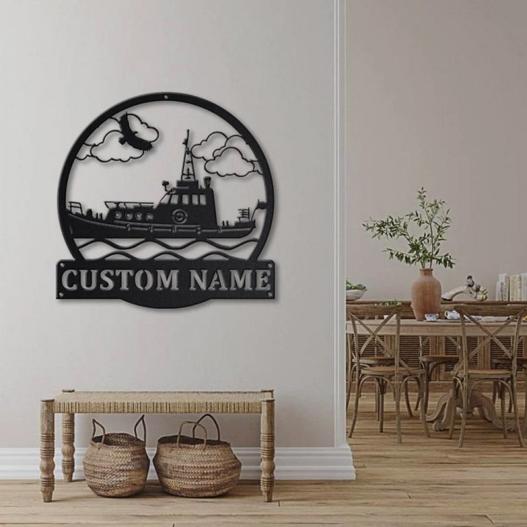 Tugboat Ship Metal Art Personalized Metal Name Sign Home Decor ...