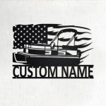 US Pontoon Boat Metal Wall Art Personalized Metal Name Sign Home Decor Housewarming Gift ...