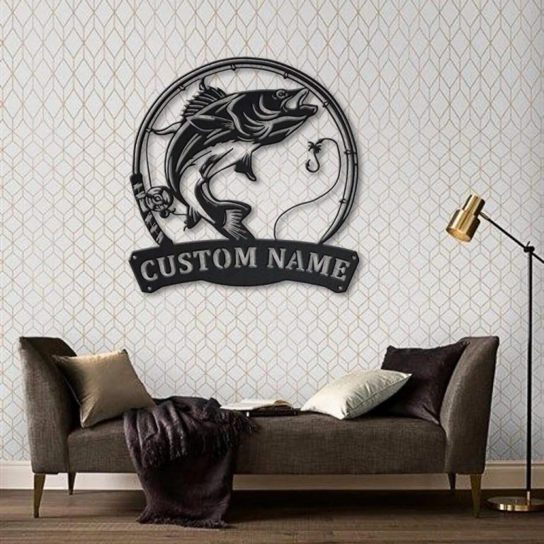 Walleye Fish Metal Art Personalized Metal Name Sign Fishing Signs Decor ...