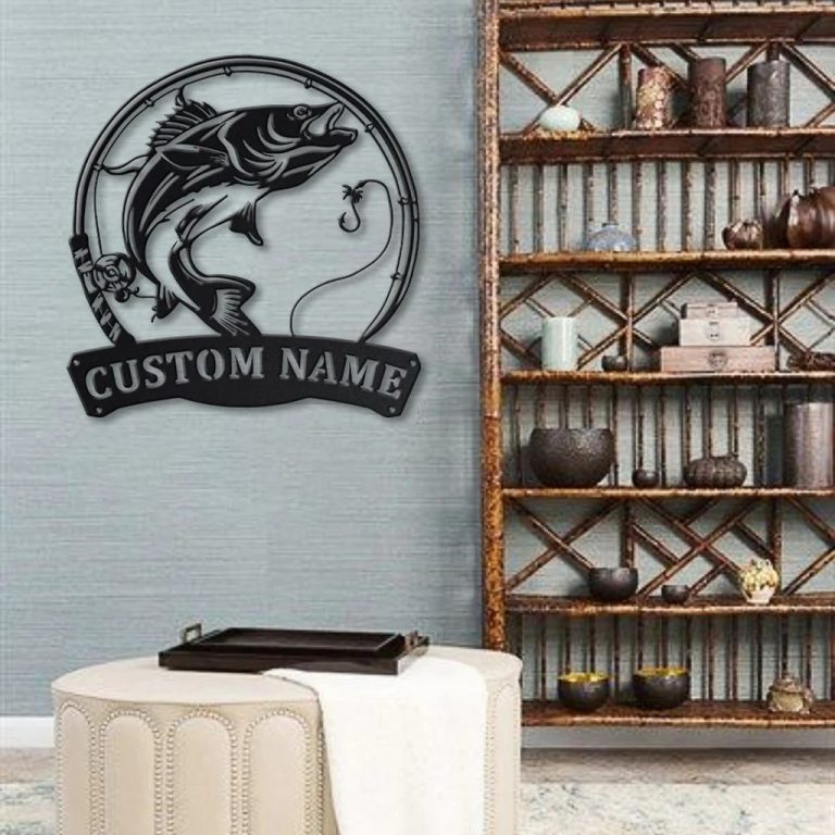 Walleye Fish Metal Art Personalized Metal Name Sign Fishing Signs Decor ...
