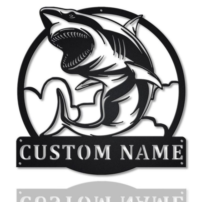 White Shark Metal Art Personalized Metal Name Sign Decor Home Gift for ...