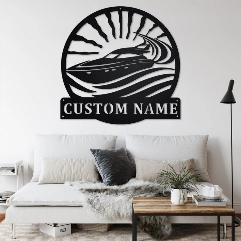 Speed Boat Metal Wall Art Personalized Metal Name Sign Home Decor ...