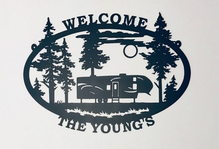 5th Wheel Camper Sign Personalized Metal Name Signs Wild Camping Decor ...