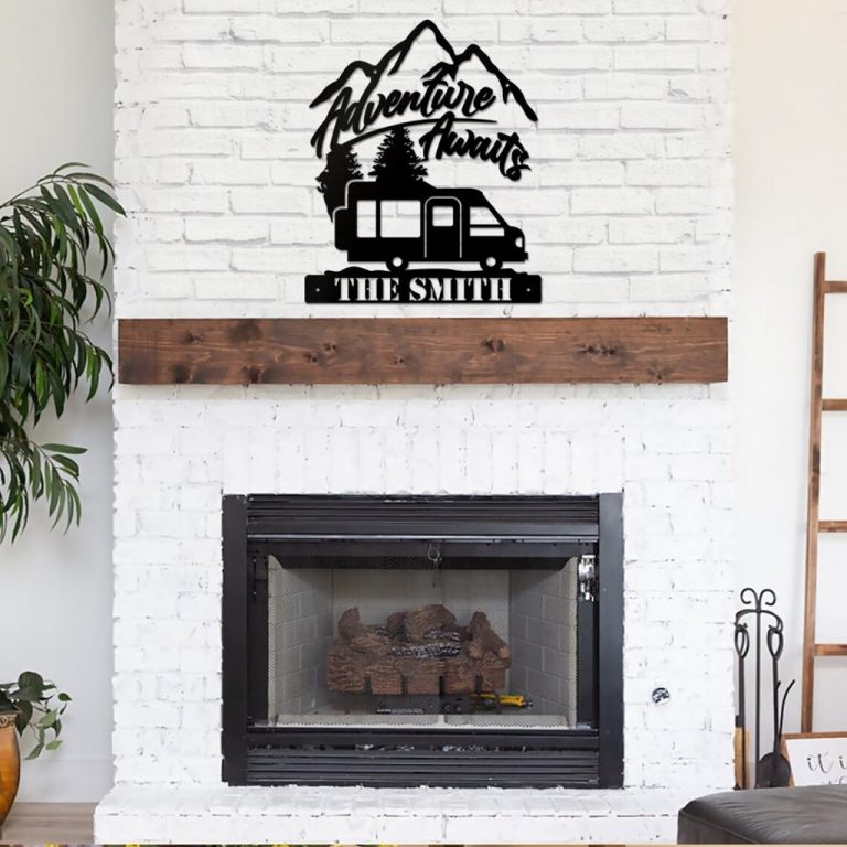 Adventure Awaits RV Camping Sign Personalized Metal Name Signs Mountain ...