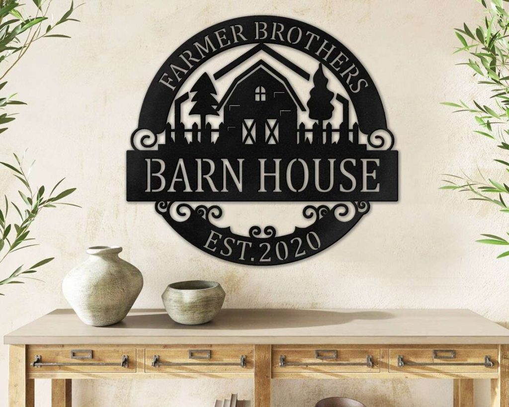 Barn House Personalized Metal Signs Rustic Entrance Farmhouse Decor ...