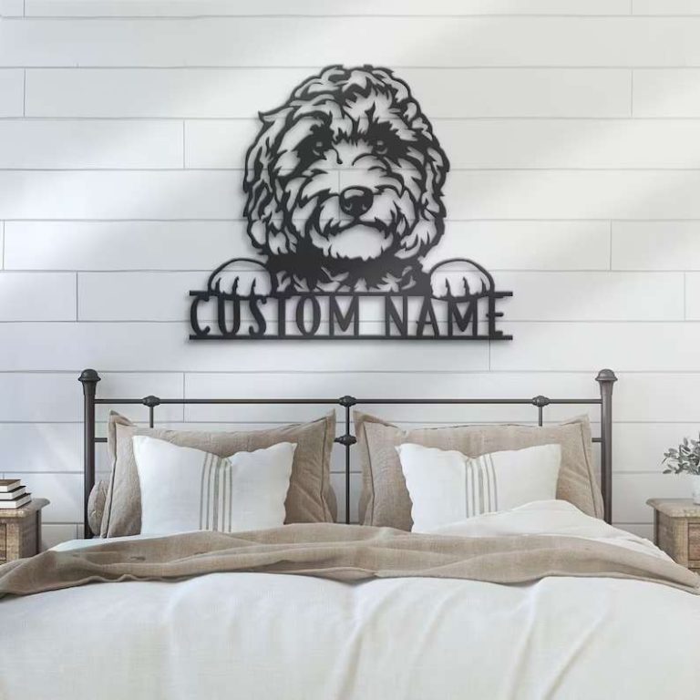 Custom Golden Doodle Metal Wall Art Personalized Labradoodle Name Sign ...