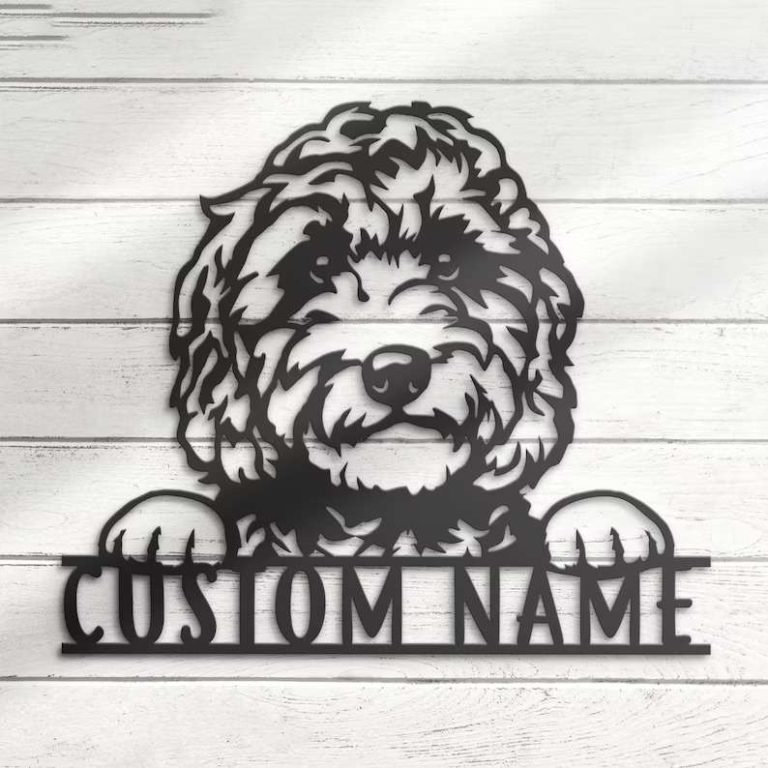 Custom Golden Doodle Metal Wall Art Personalized Labradoodle Name Sign ...