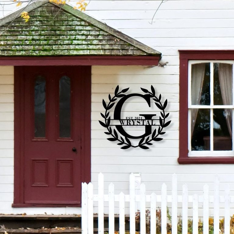 Custom Initial Split Letter Wreath Sign Established Personalized Family ...