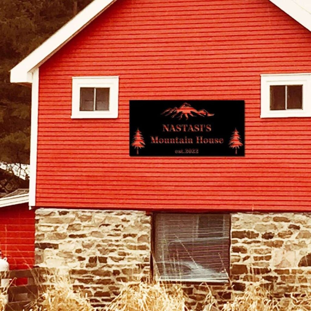 Custom Metal Cabin Sign Family Established Date Wall Art Outdoor Decor ...