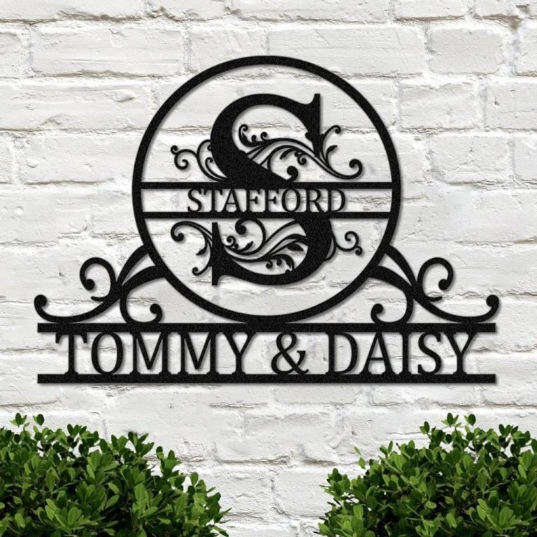 Custom Monogram Metal Sign Personalzied Family Name Metal Sign Intial ...