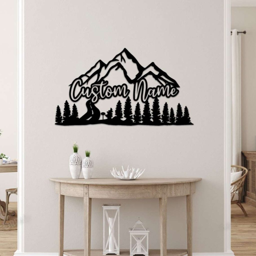 Custom Mountain and Forest Camping Metal Sign Personalized Hill and ...