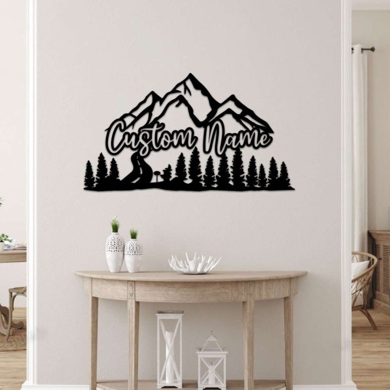 Custom Mountain and Forest Camping Metal Sign Personalized Hill and ...