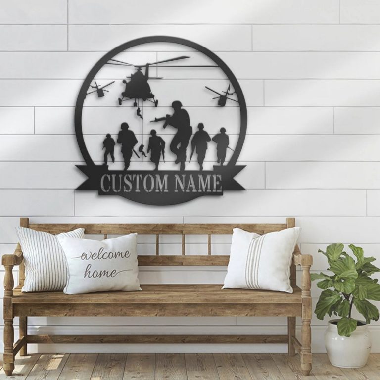 Custom US Soldier Helicopter Military Metal Wall Art Personalized Metal ...