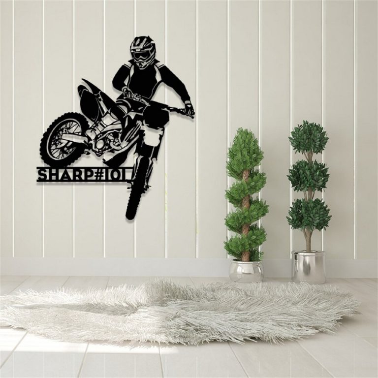 Dirt Bike Metal Art Personalized Biker Name Sign Motocross Rider Gift Home Decor - Custom Laser ...