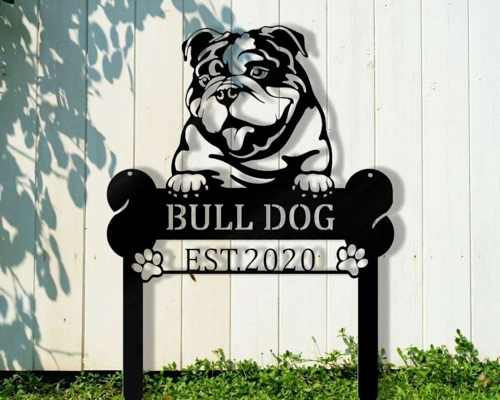 English Bulldogs Welcome Stakes Perfect Gift for Dog Owner Pet Lover Personalized Metal Signs ...