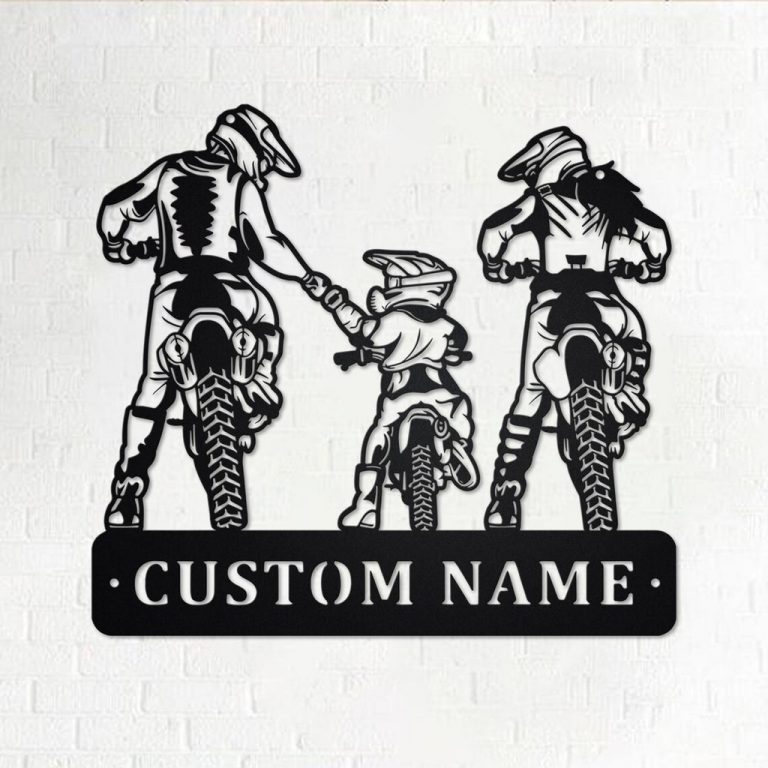 Family Motocross Dirt Bike Metal Art Personalized Metal Name Sign Home ...