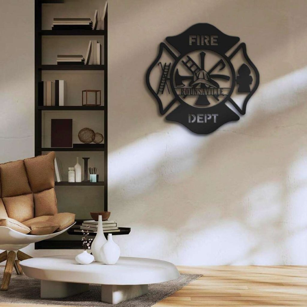 Firefighter Maltese Cross Personalized Metal Signs Custom Fireman Name ...