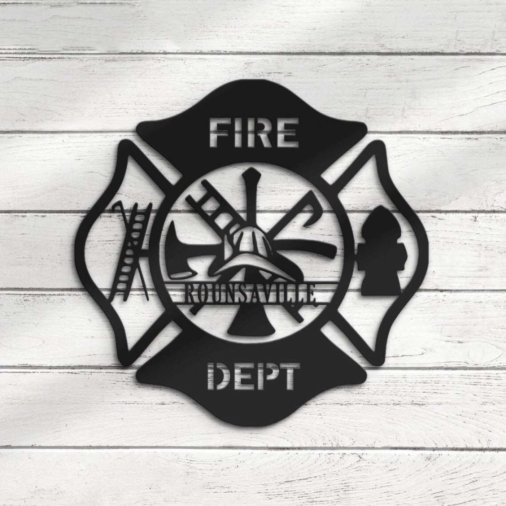 Firefighter Maltese Cross Personalized Metal Signs Custom Fireman Name ...