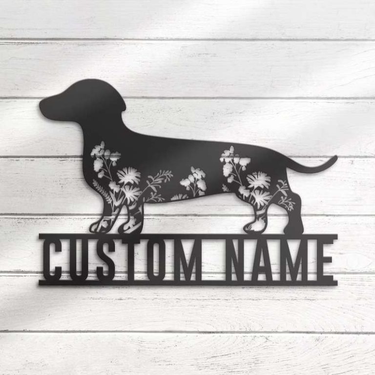 Floral Dachshunds Personalized Metal Signs Dog Lover Name Sign ...