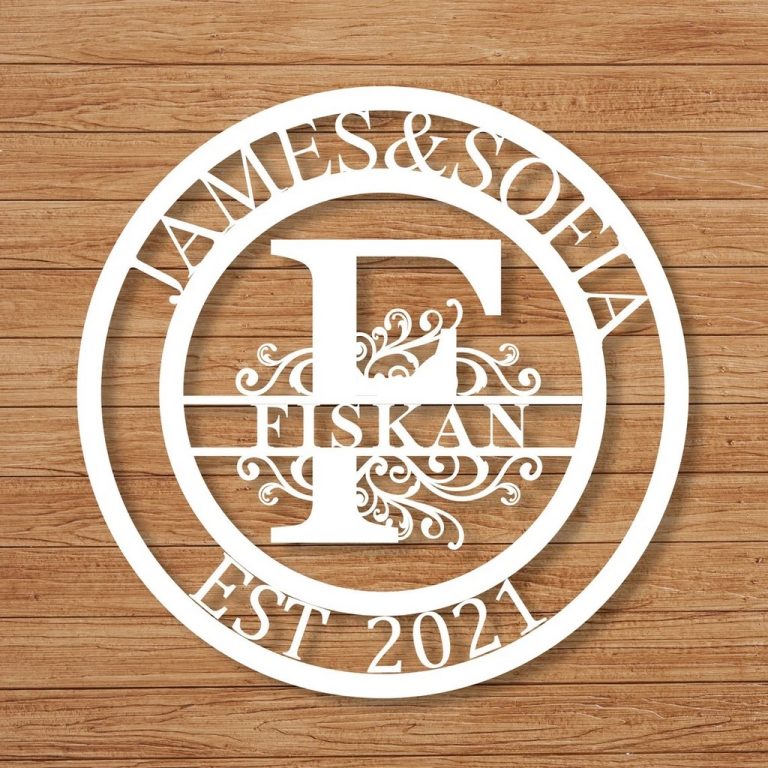 Floral Initial Split Letter Sign Wreath Personalized Family Name Sign ...