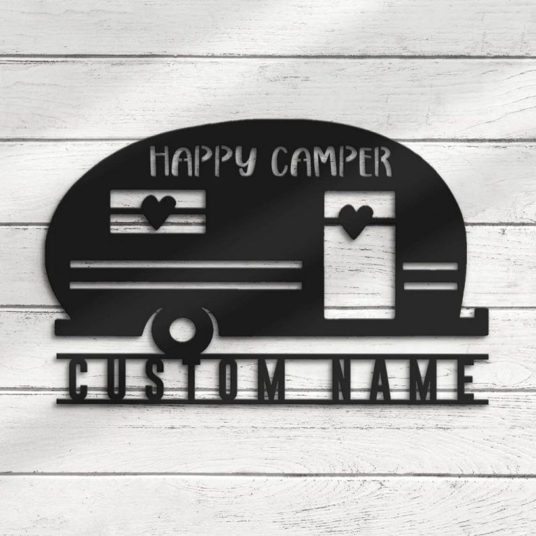 Happy Camper Van Metal Wall Art Personalized Metal Name Signs RV ...