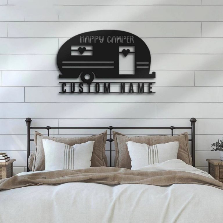 Happy Camper Van Metal Wall Art Personalized Metal Name Signs RV Camping Van Sign Decor for Room ...