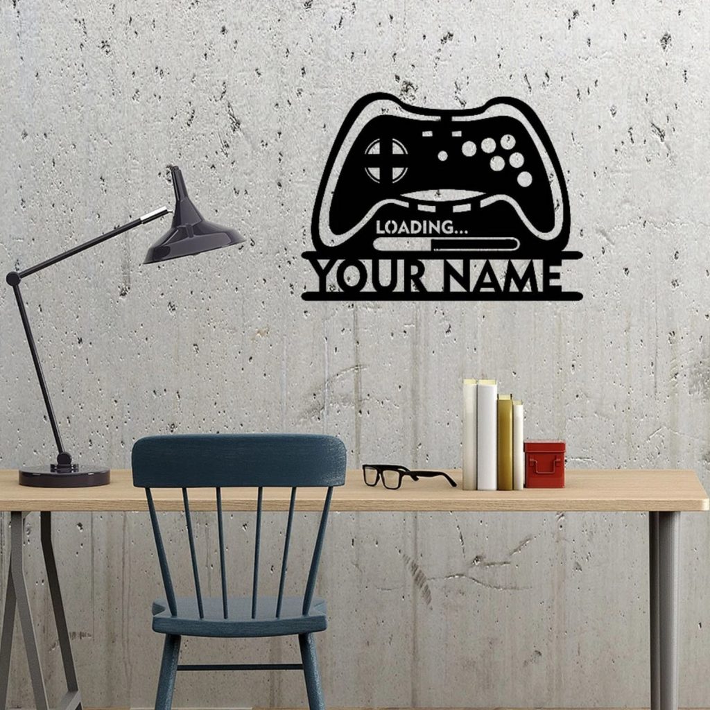 Loading Game Control Metal Art Personalized Gamer Name Sign Gaming Room ...