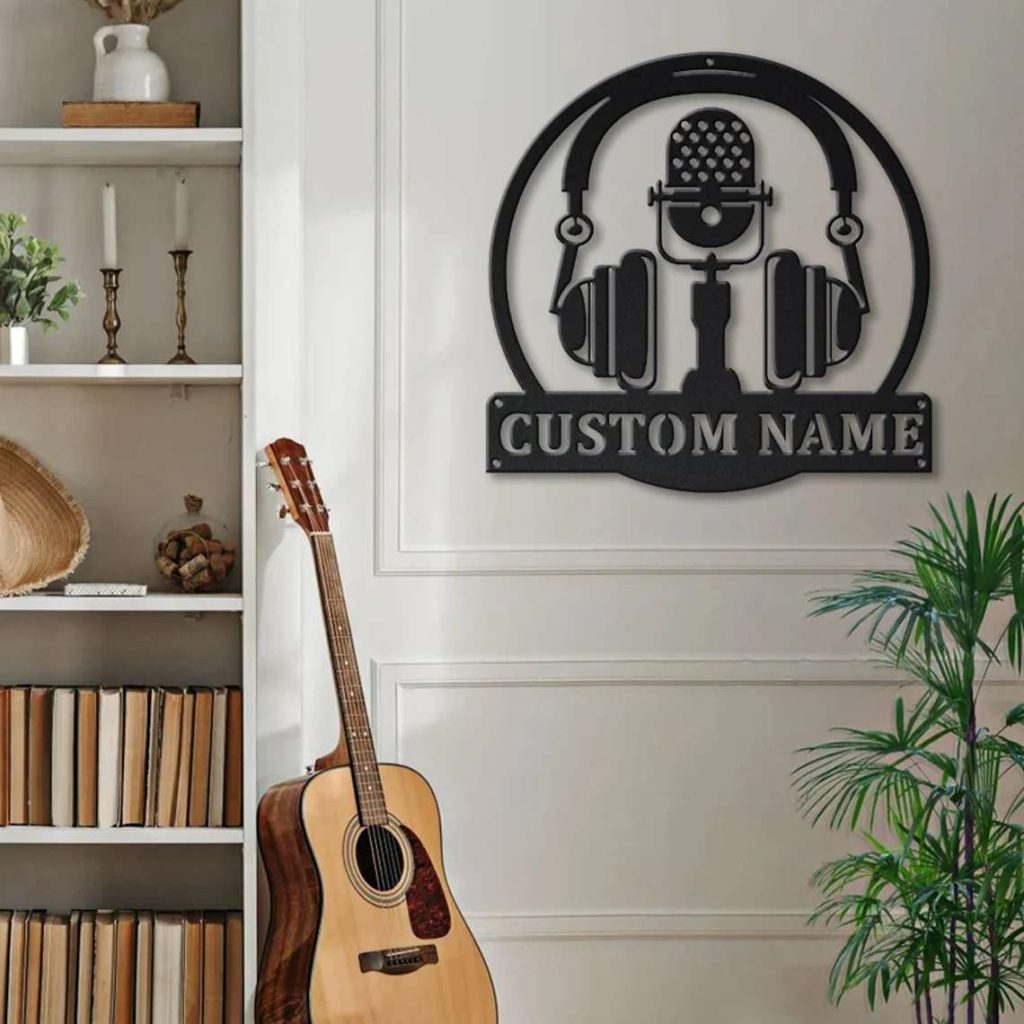 Microphone Custom Laser Cut Metal Signs Musical Instrument Metal Wall ...