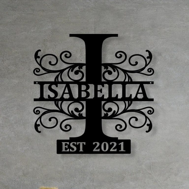 Personalized Last Name Sign Metal Monogram Initial Split Letter Wall ...