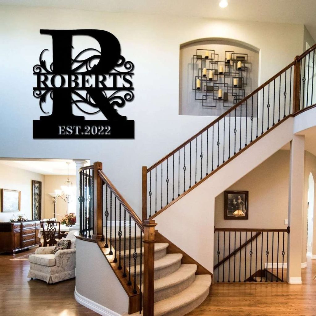 Custom Metal Last Name Sign Monogram Letter Sign Family Name ...