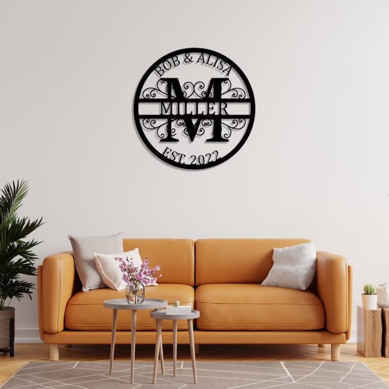 Personalized Metal Last Name Sign Family Name Signs Custom Monogram ...