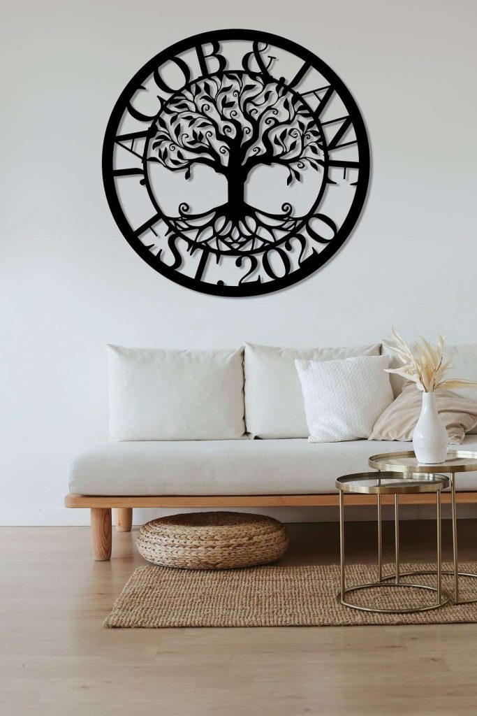 Personalized Tree Of Life Family Name Sign Monogram Wall Decor Family ...