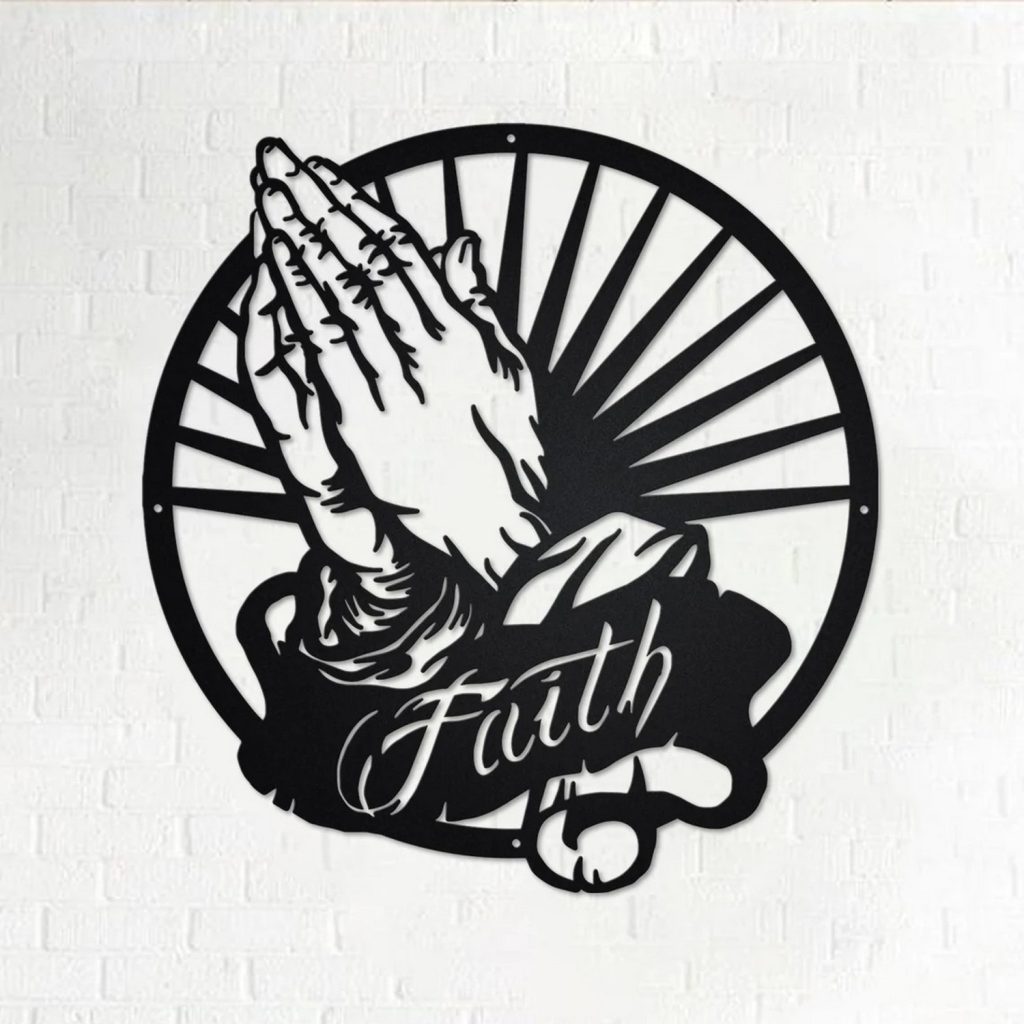 Praying Hands Metal Wall Art Faith Jesus Sign Laser Cut Metal Signs ...