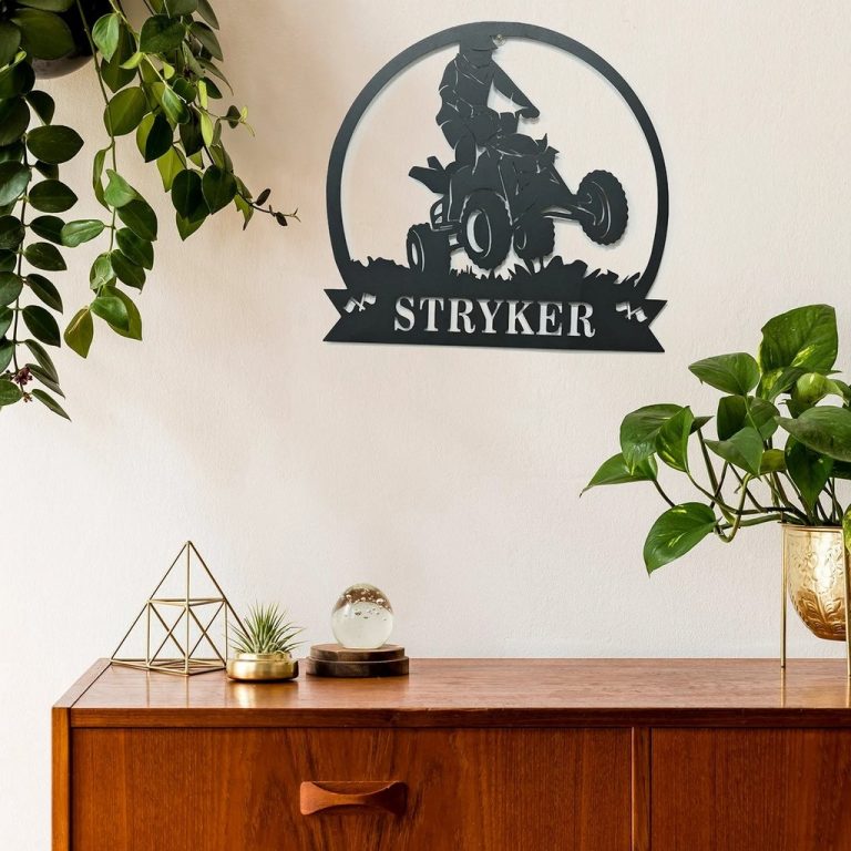 Quad Dirt Bike Metal Wall Art ATV Rider 4 Wheeler Personalized Metal ...
