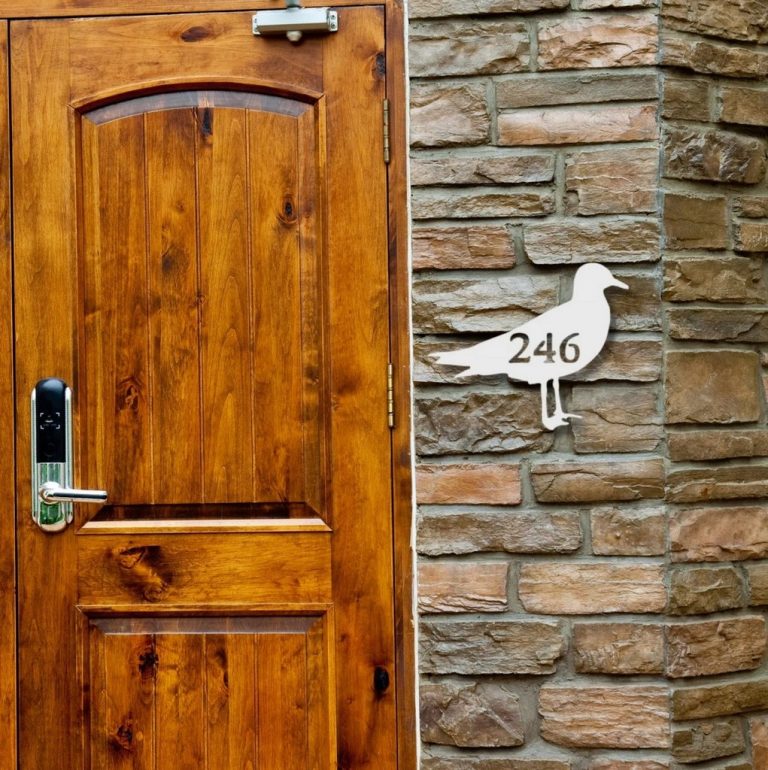 Seagull Bird Art Personalized House Number Metal Sign Custom Address ...