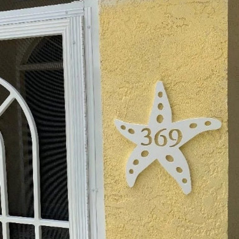 Starfish Metal Art Personalized House Number Metal Sign Custom Address ...