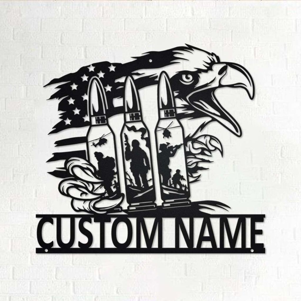 US Eagle Bullet Soldier Metal Wall Art Custom Laser Cut Metal Signs ...